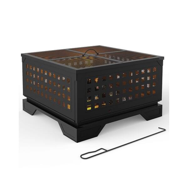 Square Fire Pit Wood Burning [Easy Assembling] [Large Burning Space ...